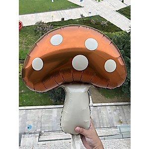 3PCS 31'' Brown Mushroom balloons. Mushroom decor- Alice in Wonderland theme party decoration, Mushroom birthday party supplier. baby shower, wedding, forest plant party decorations.