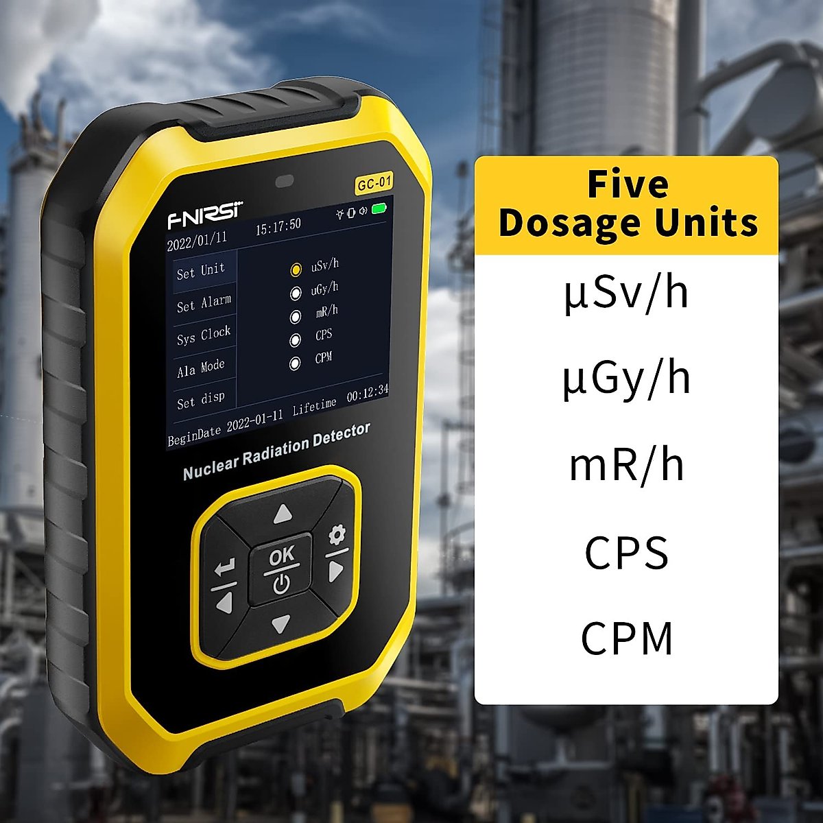 Bundle of 1 Geiger Counter Nuclear Radiation Detector-FNIRSI Radiation Dosimeter with LCD Display, Portable Handheld Beta Gamma X-ray Rechargeable and Safecastle Multipurpose Toolkit Card