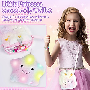 FIIOEOY Unicorn Gifts for Girls, 14PCS Unicorn Toys Birthday Gifts for Girls Age 3 4 5 6 7 8 Years Old with Light Up Star Pillow Plush Blanket Diamond Art Bracelet, Girls Kids Toys