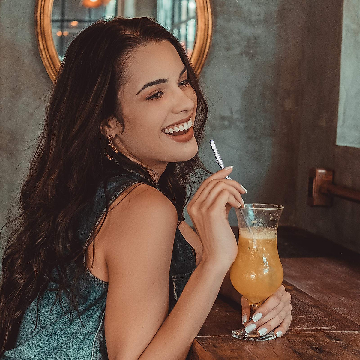 HISSF Long Handle Spoons, Iced Tea Spoons, 18/10 Stainless Steel Stirring Spoons, 4pcs Leaf Spoons, 8.66-inches