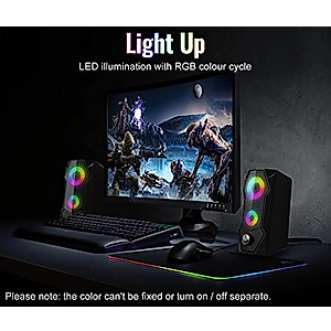 SPKPAL Computer Speakers RGB Gaming Speakers for PC 2.0 Wired USB Powered Stereo Volume Control Dual Channel Multimedia AUX 3.5mm for Laptop Desktop Monitors,10W
