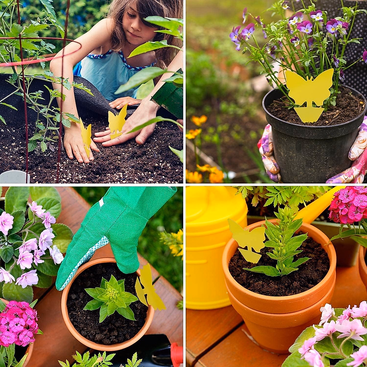 LFSYS 64 Pcs Sticky Traps for gnat, Yellow Stick Traps for Plants, Fungas gnat Traps Double Side with Shovel, Indoor Safe for Gnat, Fruit Fly, White Fly, Aphid, Leaf Miner