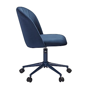 Linon Karla Navy Blue Adjustable Height Swivel Desk Chair with Padded Upholstered Seat