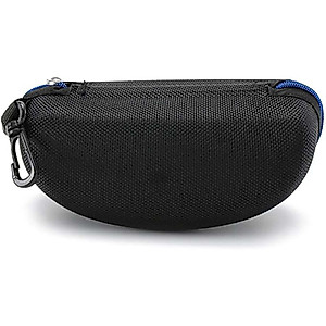 alladaga 3 Pack Zipper Shell Eyeglasses and Sunglasses Case with Plastic Carabiner Hook (Blue)