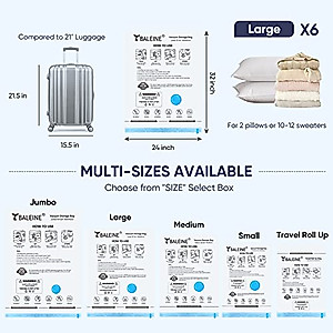 BALEINE Vacuum Storage Bag Space Saving Compression Sealer Bags for Moving, Hand Pump Included (Large 6 Pack)
