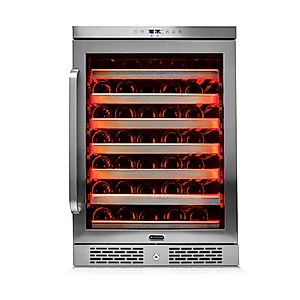 Whynter BWR-545XS Elite Spectrum Lightshow 54 Bottle Stainless Steel 24 inch Built Touch Controls and Lock Wine Refrigerator, One Size