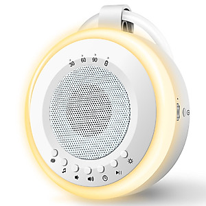 Easy@Home White Noise Sound Machine: Portable 2 in 1 Soother Night Light for Baby - 16 Soothing Lullaby Sounds - Sound Therapy for Home - USB Rechargeable GM-02