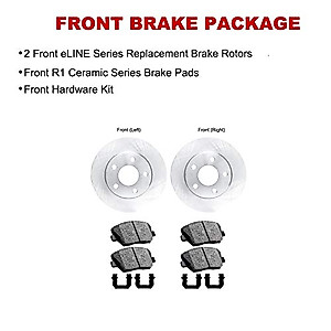 R1 Concepts Rear Brakes and Rotors Kit |Rear Brake Pads| Brake Rotors and Pads| Ceramic Brake Pads and Rotors |Hardware Kit|fits 2014-2022 Jeep Cherokee