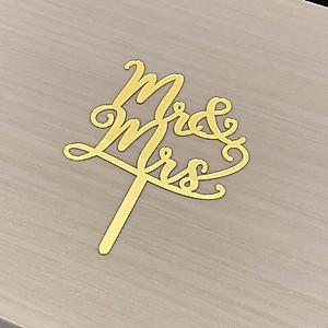 OIXCMNJQ Mirror Gold Mr & Mrs Cake Topper - Bride and Groom Cake Topper, Wedding Anniversary Bridal Shower, Engagement Decorations, Wedding Party Decorations Supplies, Acrylic