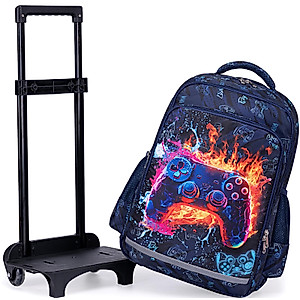 CAMTOP 18 Inch Rolling Backpack Girls Travel Roller Bag with Wheels Kids School Bags Wheeled Luggage Backpack (Galaxy-Rainbow)