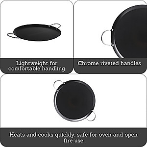 IMUSA 9in Carbon Steel Nonstick Round Comal with Metal Handles, Black
