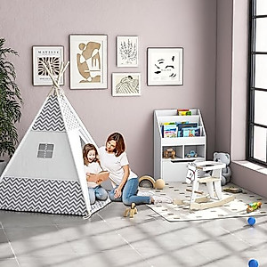 HOMCOM Kids Bookcase Multi-Shelf Rack Organizer with Storage Drawer for Books, Playroom, White