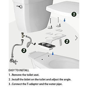 RADAAB Ultra-Slim Bidet Attachment for Frontal and Posterior Washes - Non-Electric Dual Nozzle, Adjustable Water Pressure Sprayer for Fresh and Sanitary Cold Water - Fits Any Toilet Seat