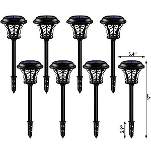 BEAU JARDIN 8 Pack Solar Landscape Pathway Lights Bright Outdoor Garden IP65 Waterpoof Stakes Metal Glass Stainless Steel Auto On/Off Powered LED Lighting Decorative for Yard Walkway Warm White BG308