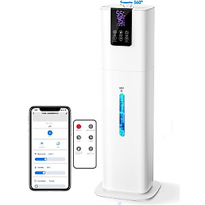 Smart Humidifiers for Bedroom Large Room,(8L) 2.1Gal Cool Mist Top Fill Diffuser Ambient Light, WIFI App & Remote Control, 3 Mist Modes, 12H Timer, 35dB Quiet Humidifier for Home Office Plant