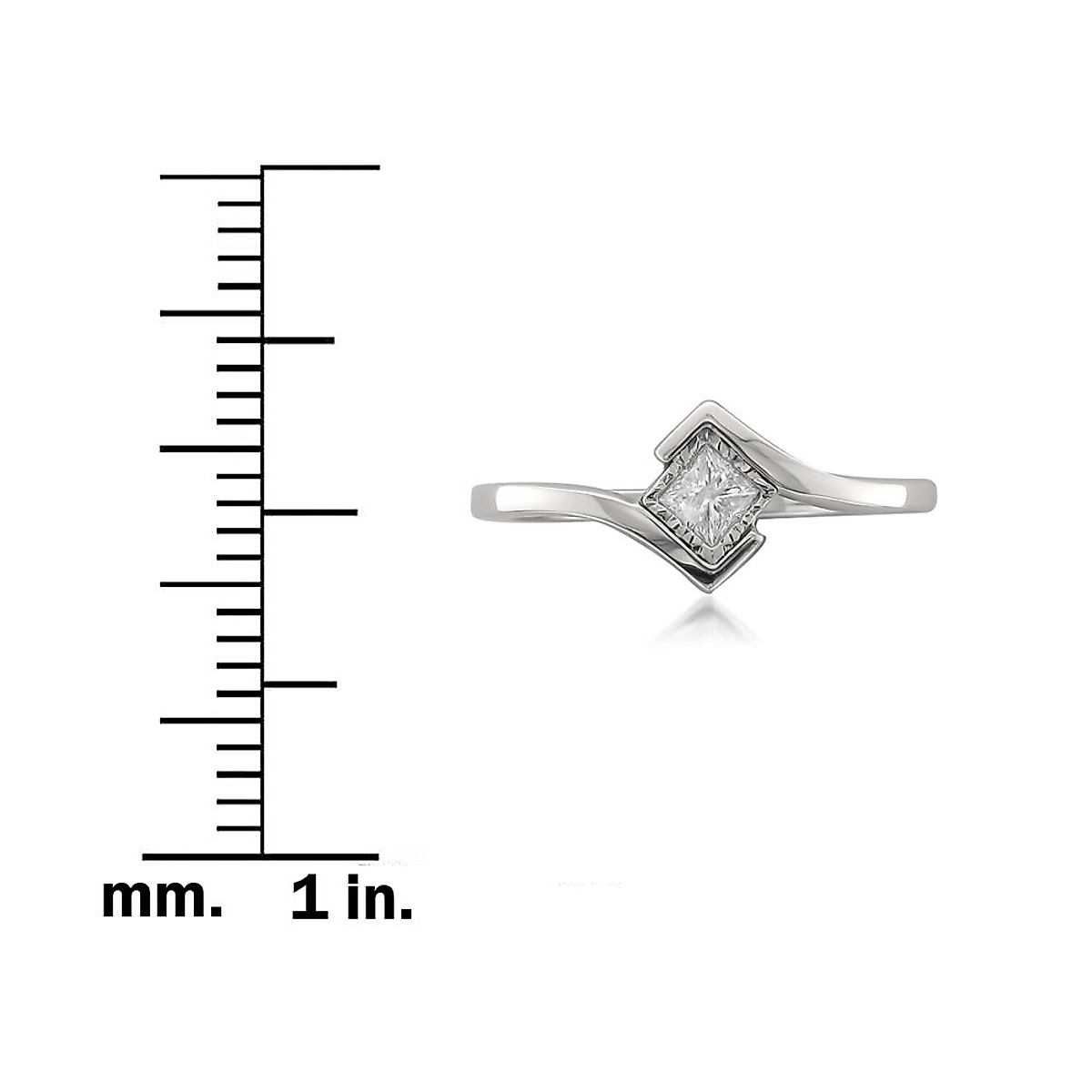 Beyond Brilliance 1/5 Carat Diamond, Bezel-Set 14K White Gold Princess Cut Solitaire Diamond Engagement Ring (I-J, I1-I2) Natural Diamond Engagement Ring For Women | Gift Box Included Size-8.5