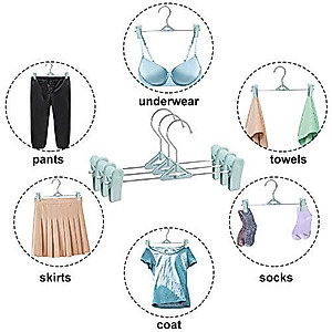 Pants Hangers with Clips - 30 Pack Stackable Skirt Hangers Plastic Clip Hangers Pant Hangers for Skirts with Clips Space Saving