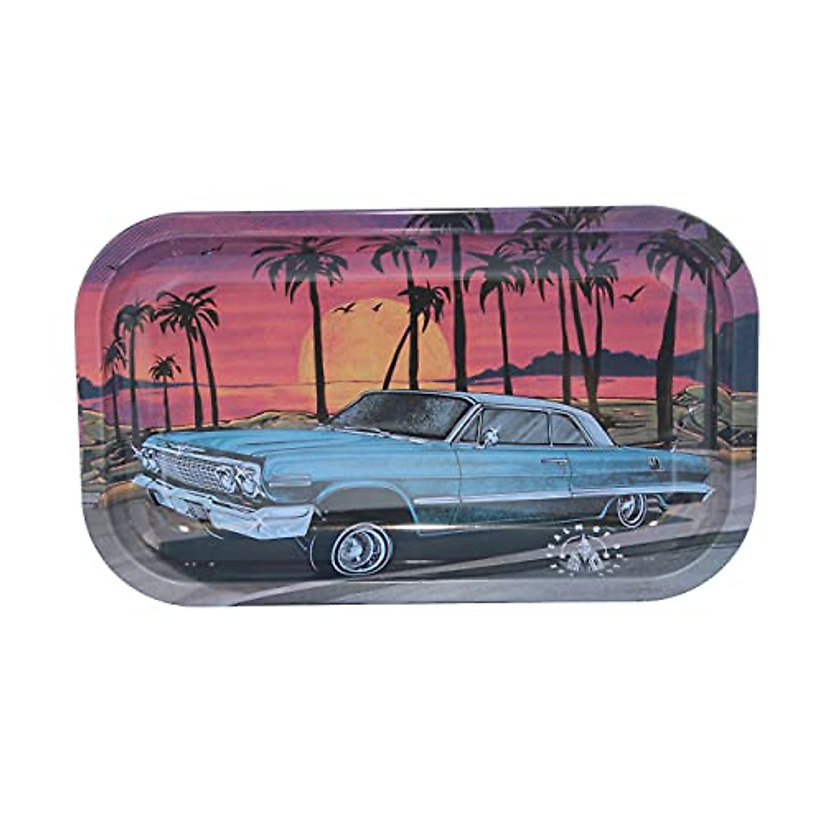 The Realm Of Oz LLC Lowrider Metal Tray Medium Sized Serving Tray 10.7 x 6.3 x1 Metal Serving Tray with Smooth Edges for Home or Travel