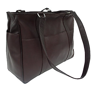 Piel Leather Small Shopping Bag, Chocolate, One Size
