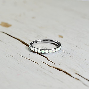 AVNIS Helix Ring Hoop ?€“ Premium Stainless Steel Hinged Nose Ring Hoop ?€“ 16G Opal Stone Septum Ring ?€“ Tragus Earrings for Women ?€“ Versatile Nose Piercing Jewelry