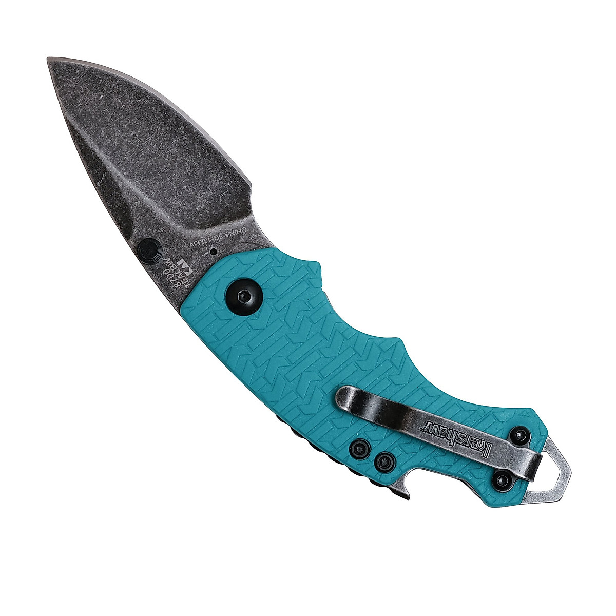 Kershaw Shuffle Teal Multifunction Folding Pocket Knife (8700TEALBW), 2.4 In. 8Cr13MoV Black Oxide Steel Blade with Blackwash Finish, Includes Thumbstud and Reversible Pocketclip; 2.8 oz.