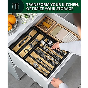 ROYAL CRAFT WOOD Premium Bamboo Kitchen Utensil Rack: Elegant Organizer and Spacious Utensil Holder for Streamlined Kitchen Storage