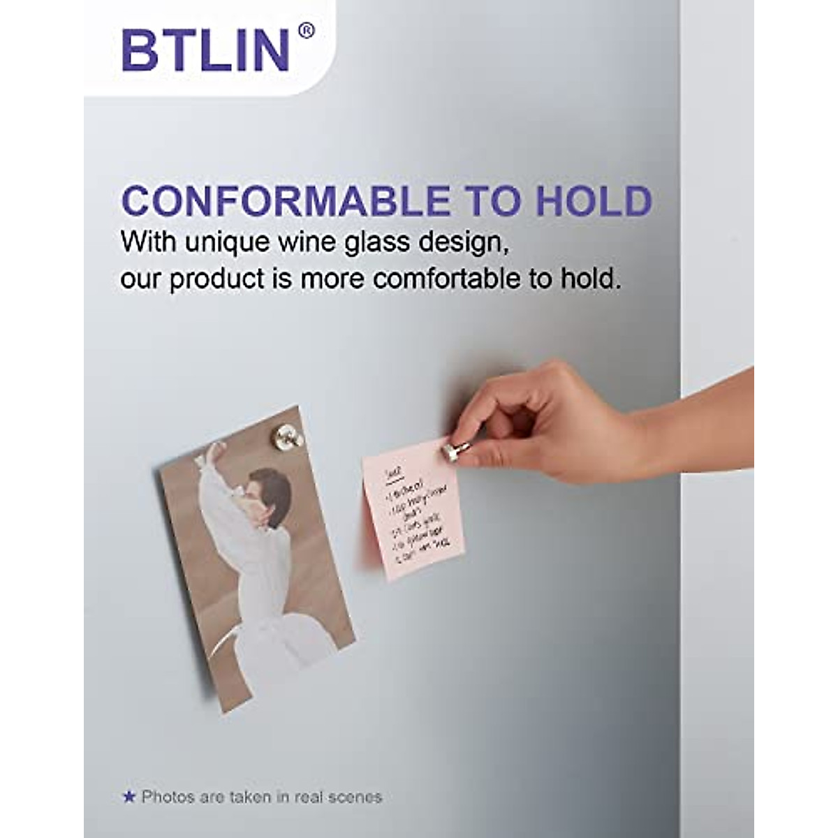 BTLIN Fridge Magnets Extra Strong, Large Heavy Duty Magnetic Push Pins for Kitchen Refrigerator Metal Bulletin Board Whiteboard Office 12Pack 15x18mm