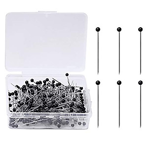 250 Pieces Sewing Pins Ball Glass Head Pins Straight Quilting Pins for Dressmaker Jewelry Decoration, Black
