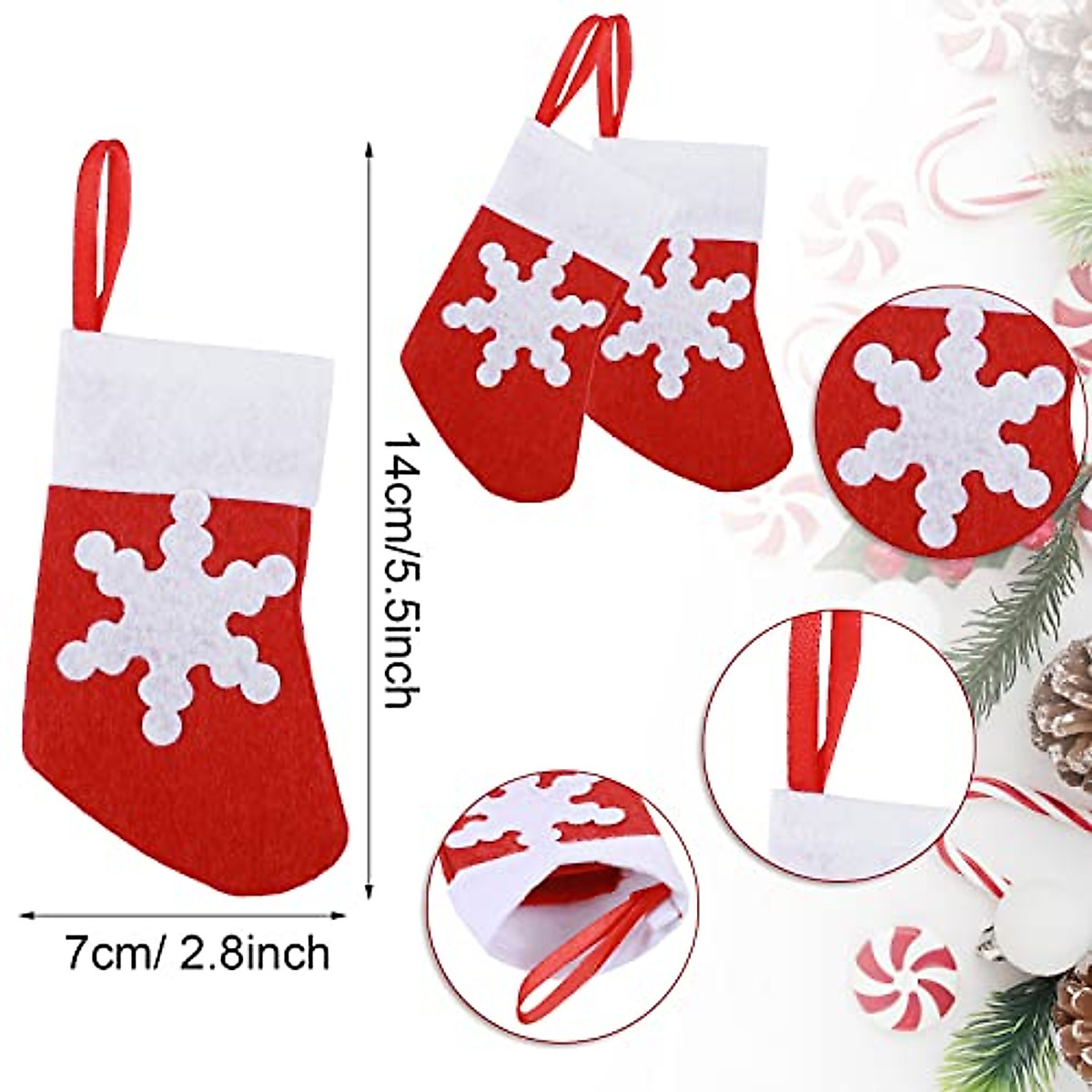 Sawysine 36Pieces Christmas Silverware Holders Christmas Stockings Dinner Table Decorations Mini Santa Hats Cutlery Holder Fork Spoon Knife Storage Bag for Dinnerware Xmas Holiday Dinner Supplies