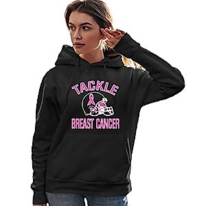 Go All Out Large Black Mens Tackle Breast Cancer Football Sweatshirt Hoodie