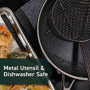 HexClad 1 Quart Hybrid Stainless Steel Pot with Glass Lid, Stay Cool Handle, Non-Stick, Dishwasher, Oven Safe, Works on Induction, Ceramic and Gas Cooktops