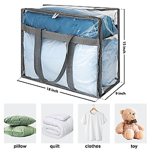 Fixwal 8 Pack Clear Clothes Storage Bags Vinyl Organizers with Sturdy Zippers Reinforced Handle Plastic Moving Totes for BlanketsLinen Bedding Duvet Transparent Space Saver Containers