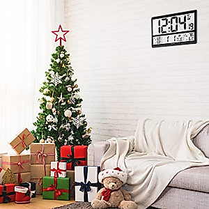 Atomic Clock DOVEET-Digital Wall Clock Never Needs Setting/ Easy to Read/Easy Set Up/Indoor Outdoor Temperature-Wireless Outdoor Sensor Battery Powered(4.5" Numbers)