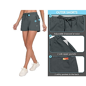 Little Donkey Andy Women's Quick Dry Running Shorts, 3 Inch Breathable Golf Hiking Athletic Shorts with Liner, Air Hole Tech Gray Heather S