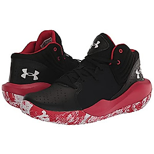 Under Armour Unisex Jet '21 Basketball Shoe, (002) Black/Red/White, 11 US Men