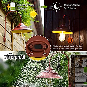 Goodeco Solar Barn Light - Waterproof Metal Solar Outdoor Lights with Clear Glass LED Edison Bulbs,No Wiring Required,House Warming Gifts, Perfect Wall Lights for Patio/Path/Porch (Red)