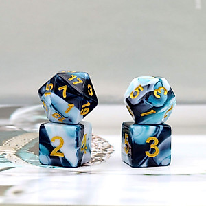 Haxtec 11 PCS DND Dice Set Extra D6 D20 Polyhedral D&D Dice for RPG Dungeons and Dragons Accessories Gift-Teal White Gemini Dice