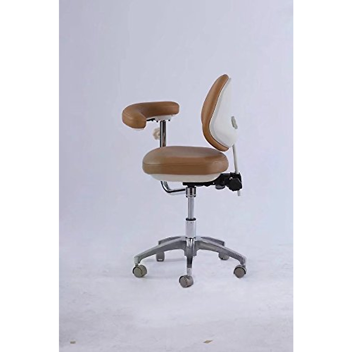 Aphrodite Dental Stool Assistant Stool Dental Assistant Chair with Armrest Micro Fiber Leather Height Adjustable by Purple-Violet