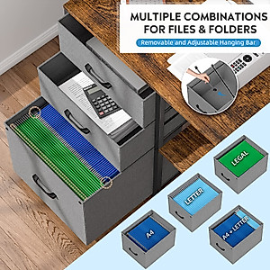 Raybee 3 Drawer File Cabinets Filing Cabinets for Home Office Mobile Lateral Office File Cabinet Rolling Printer Stand Fits for A4 Letter, Legal Size,26.6" H x 29.7" W x 16.9" D