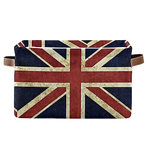 ALAZA Old Union Jack Fashion Foldable Storage Box Storage Basket Organizer Bins with Handles for Shelf Closet Living Room Bedroom Home Office 2 Pack