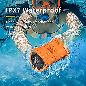EBODA Waterproof Bluetooth Shower Speaker, Portable Wireless Outdoor Speakers with 24H Playtime, 2000mAh, IPX7 Floating for Kayak, Pool, Beach Accessories, Gifts for Men,Girls- Orange