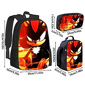LHSAA 3PCS Backpack Casual Bag with Lunch Bag Tote And Pencil Case for Teenage Boys and Girls Cartoon Shoulder Laptop Large Capacity