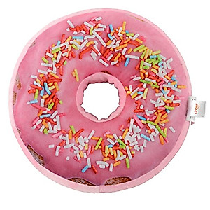 Cheer Collection Round Donut Pillow | 2-in-1 Reversible Super Soft Microplush Doughnut Pillow - Rainbow Icing, Rainbow Sprinkles