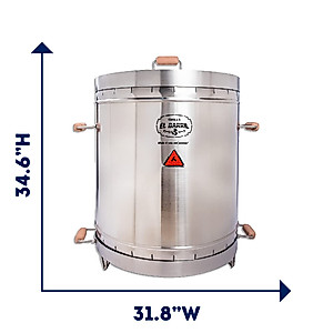 EL BARRIL Grill & Smoker Barrel (EXTRA LARGE)| 100% Stainless Steel Barrel| You can Grill, Smoke, Roast and Bake| Smokeless, Even Heat Distribution & Perfect Preservation for Your Meats