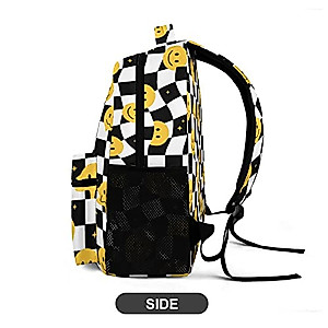 MINBHEBYUD Funny Smile Faces Geometry Prints Backpack, Lightweight Backpack Casual Daypack, Bookbag for Men Women