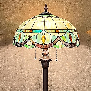 Thatyears Tiffany Floor Lamps Victorian Style Style Stained Glass 16X16X65 Inches Antique Pole Standing Reading Lamps Decor Living Room Bedroom Home Office