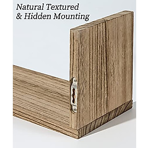 Maxpeuvon Corner Floating Shelves, Wooden Wall Mounted Rustic Farmhouse Organizer Display Pictures Plants Storage Shelf Home Decor for Office, Living Room, Set of 3, Brown