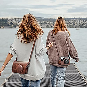 Fintie Protective Case for Fujifilm Instax Wide 300 Instant Film Camera - Premium Vegan Leather Bag Cover with Removable Strap, Vintage Brown