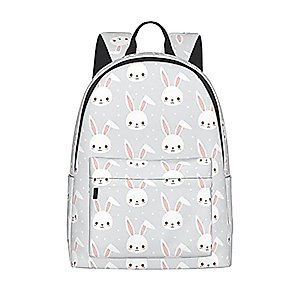 FeHuew 16 inch backpack Childish Bunny Cartoon Rabbits Laptop Backpack Full Print School Bookbag Shoulder Bag for Travel Daypack