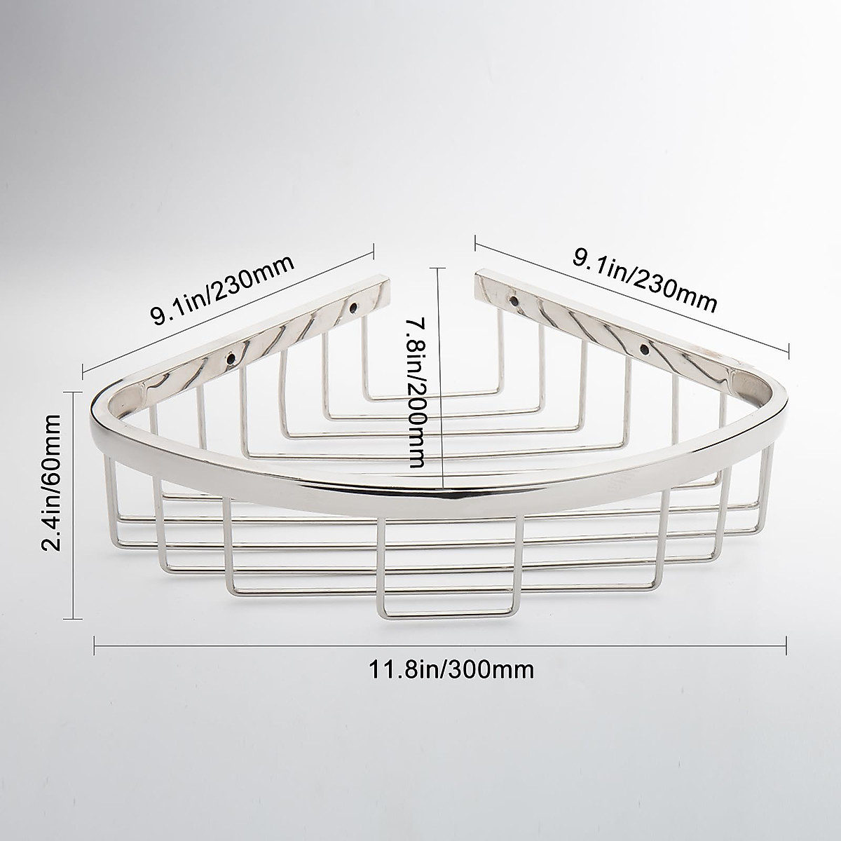 Generic Stainless Steel Shower Caddy Corner Wall Mounted Bathroom Shelf Rust Proof Bathtub Shower Storage Organizer No Drilling Shampoo Holder with 10 Adhesive Hooks for 90 Degree Corner (Silver)